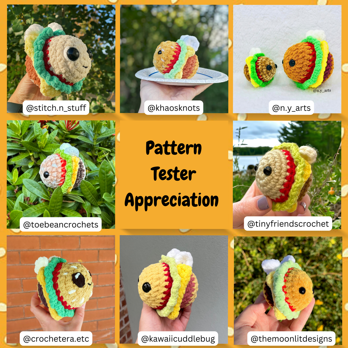 Ham-Bee-Ger Crochet Pattern [PDF FILE] – Crouton's Crochet