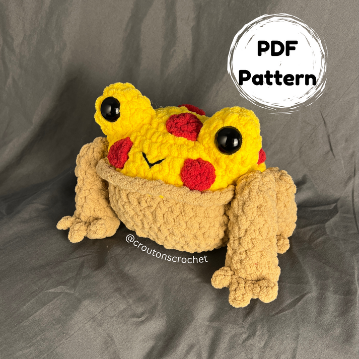 Pizza Toad/ Pizza Frog Crochet Pattern [PDF FILE] – Crouton's Crochet